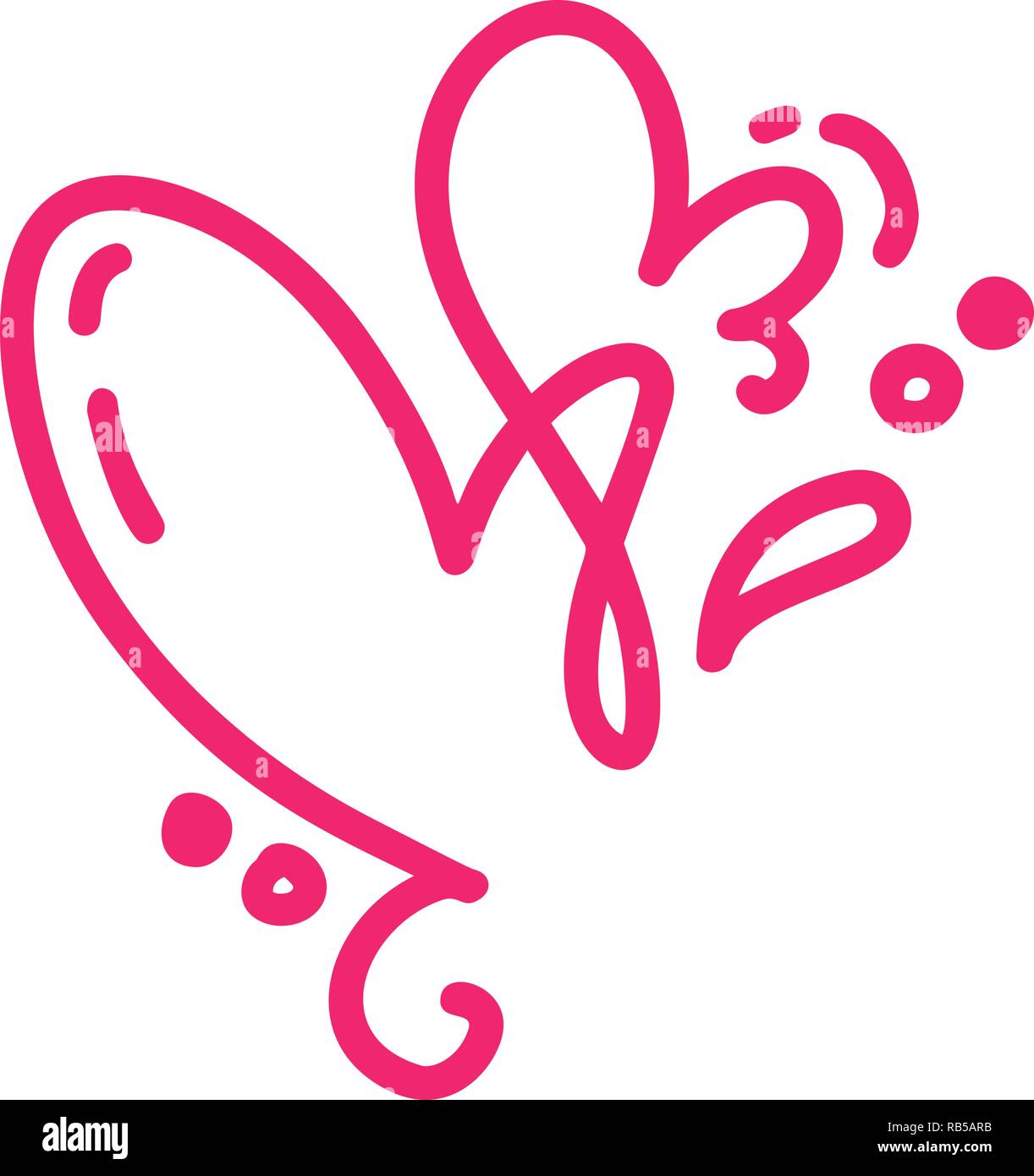 Couple monoline Red Vector Valentines Day Hand Drawn Calligraphic two ...