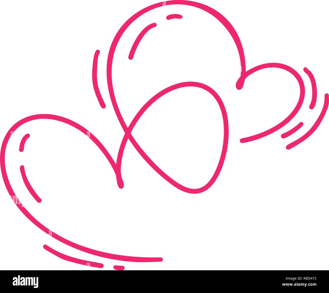 Couple monoline Red Vector Valentines Day Hand Drawn Calligraphic two ...