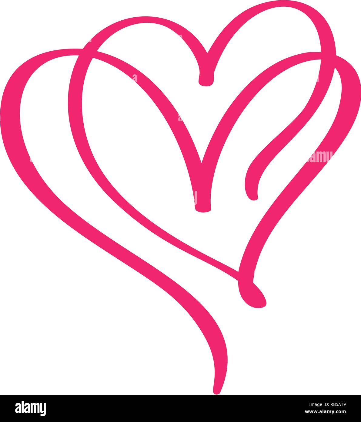 Couple monoline Red Vector Valentines Day Hand Drawn Calligraphic two ...