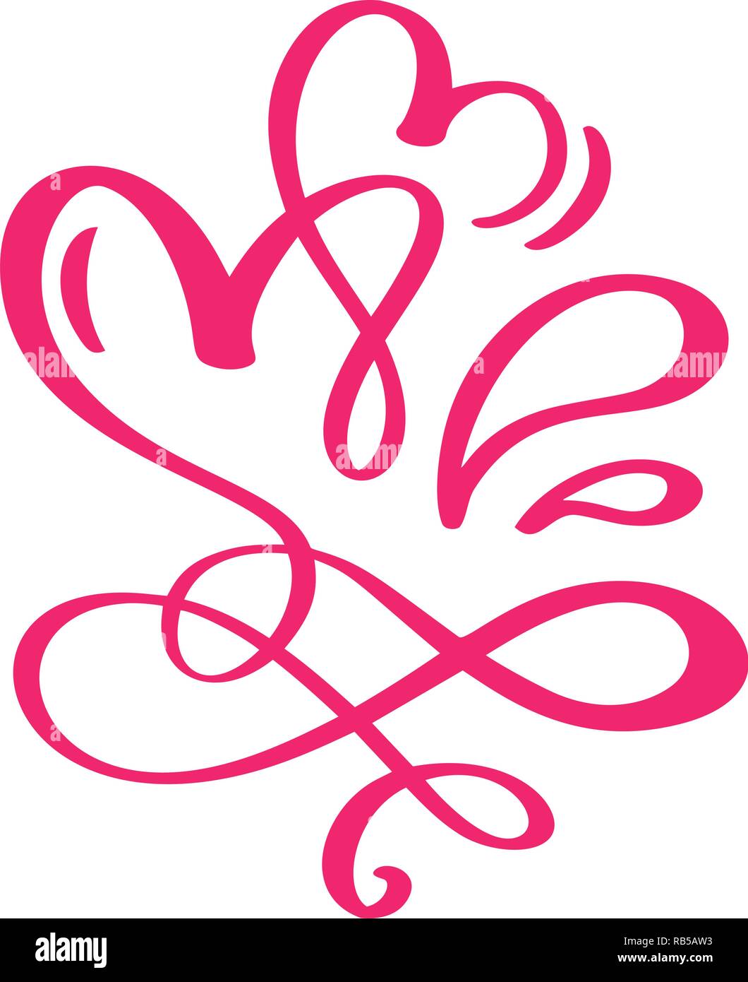 Couple monoline Red Vector Valentines Day Hand Drawn Calligraphic two ...