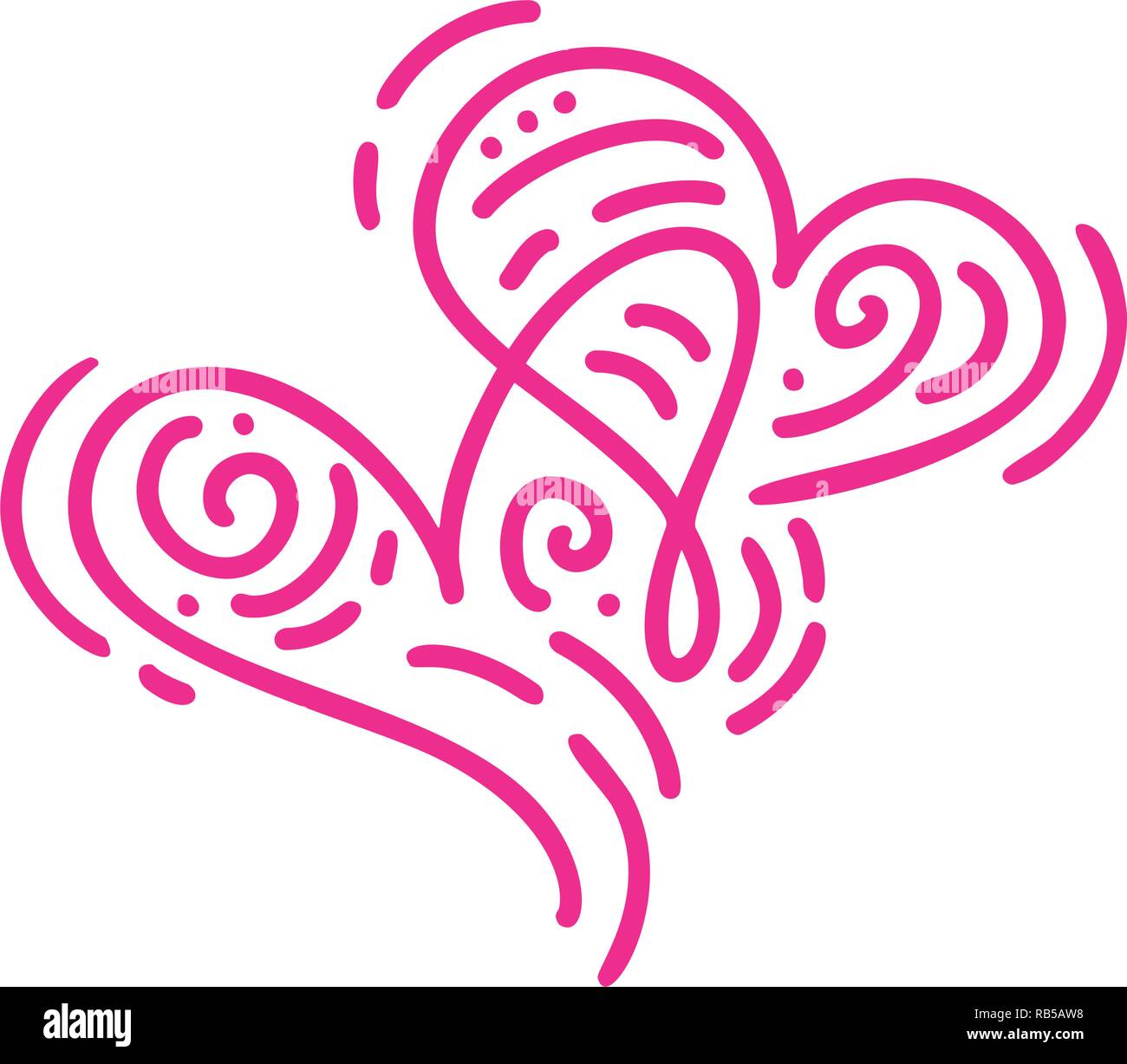 Couple monoline Red Vector Valentines Day Hand Drawn Calligraphic two ...