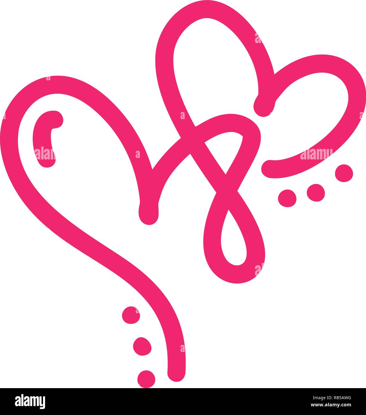 Couple monoline Red Vector Valentines Day Hand Drawn Calligraphic two ...