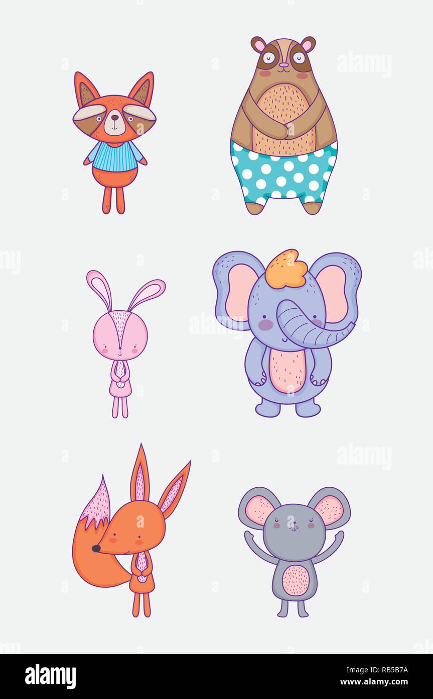 set cute natural wild animals Stock Vector Image & Art - Alamy