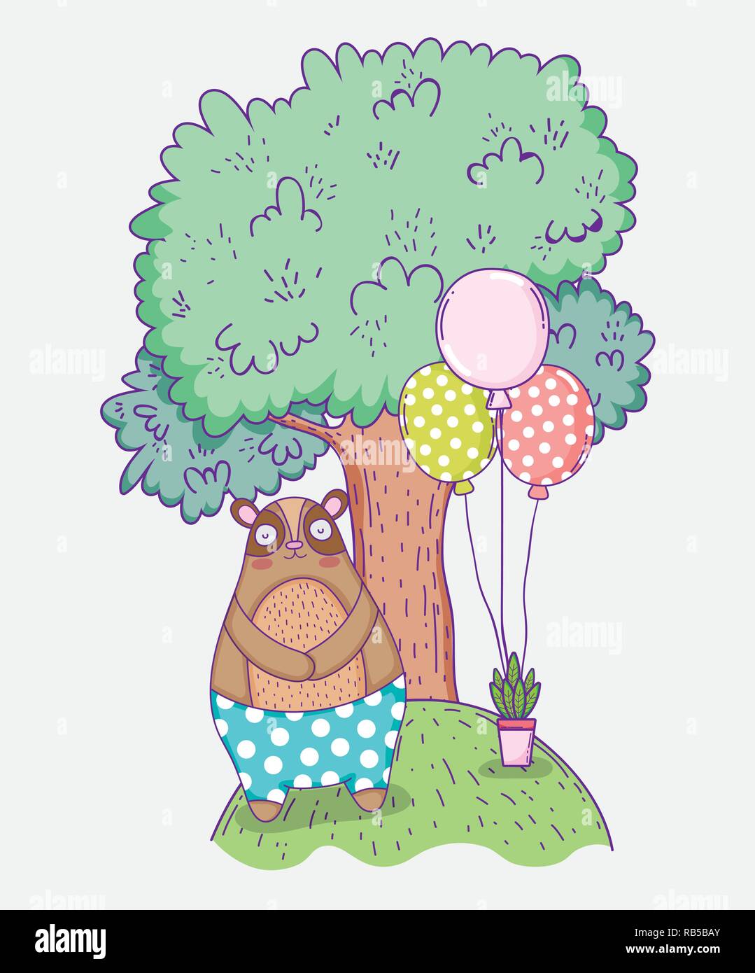 Funny tree with balloons Stock Vector Images - Alamy