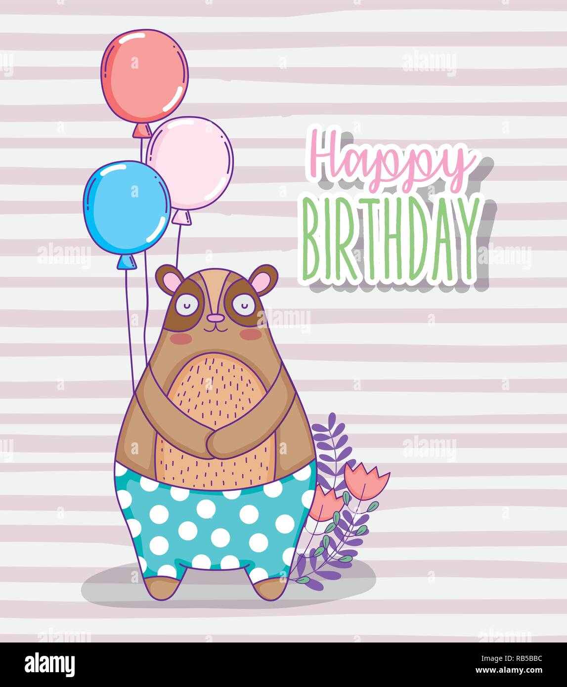 cute birth happy birthday with balloons Stock Vector Image & Art - Alamy