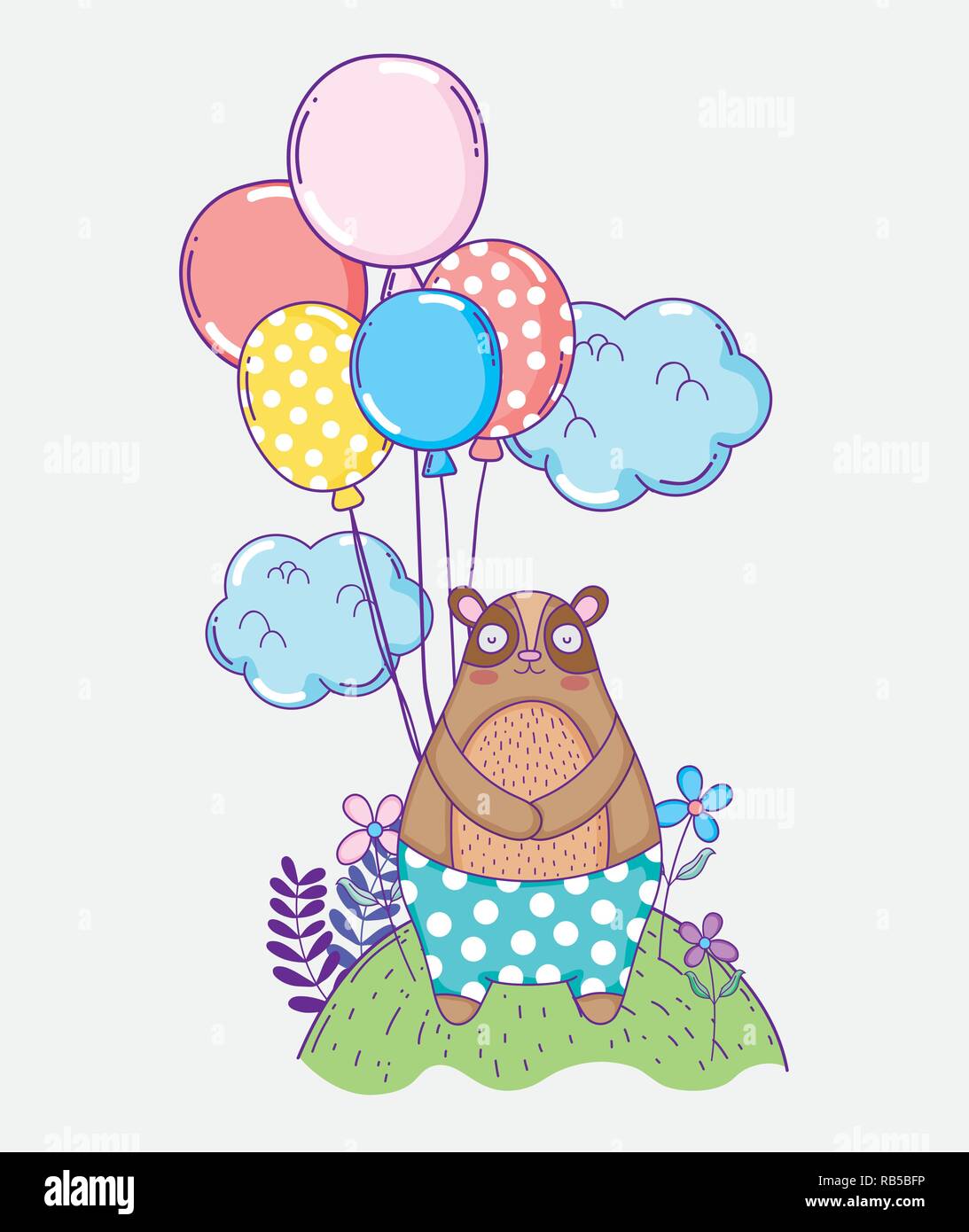happy bear birthday celebration with balloons Stock Vector Image & Art ...