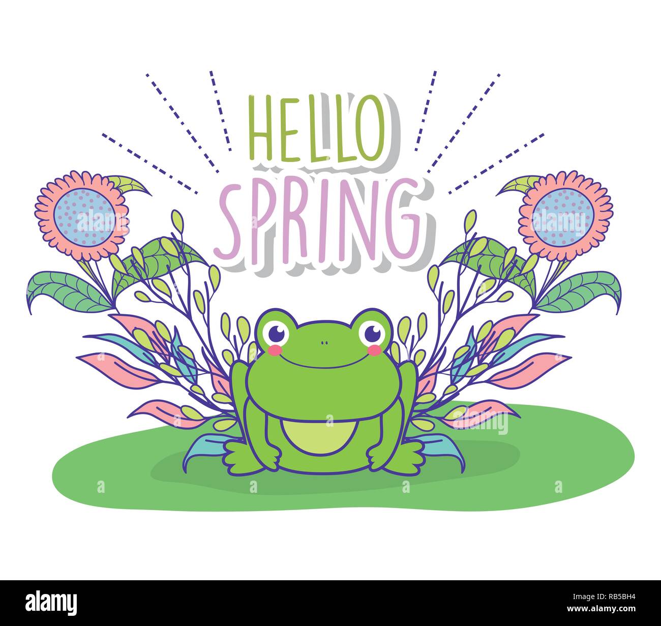 spring flowers plants leaves and frog Stock Vector Image & Art - Alamy