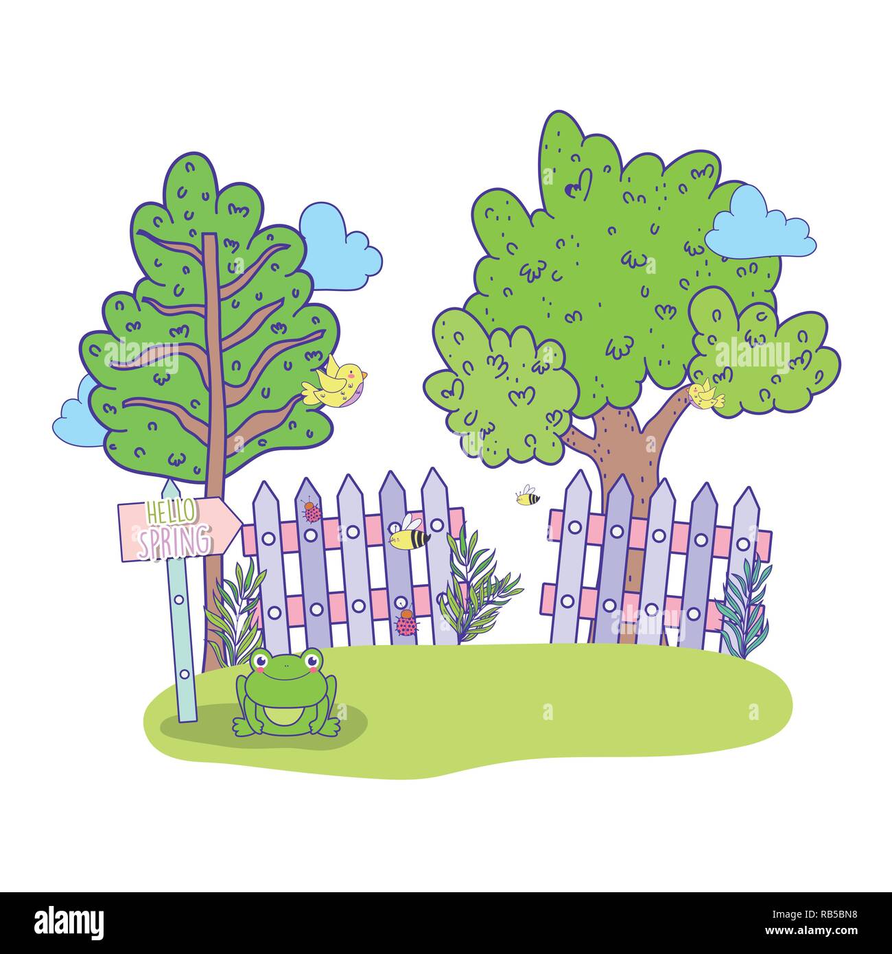 Spring trees in blossom Stock Vector Images - Alamy