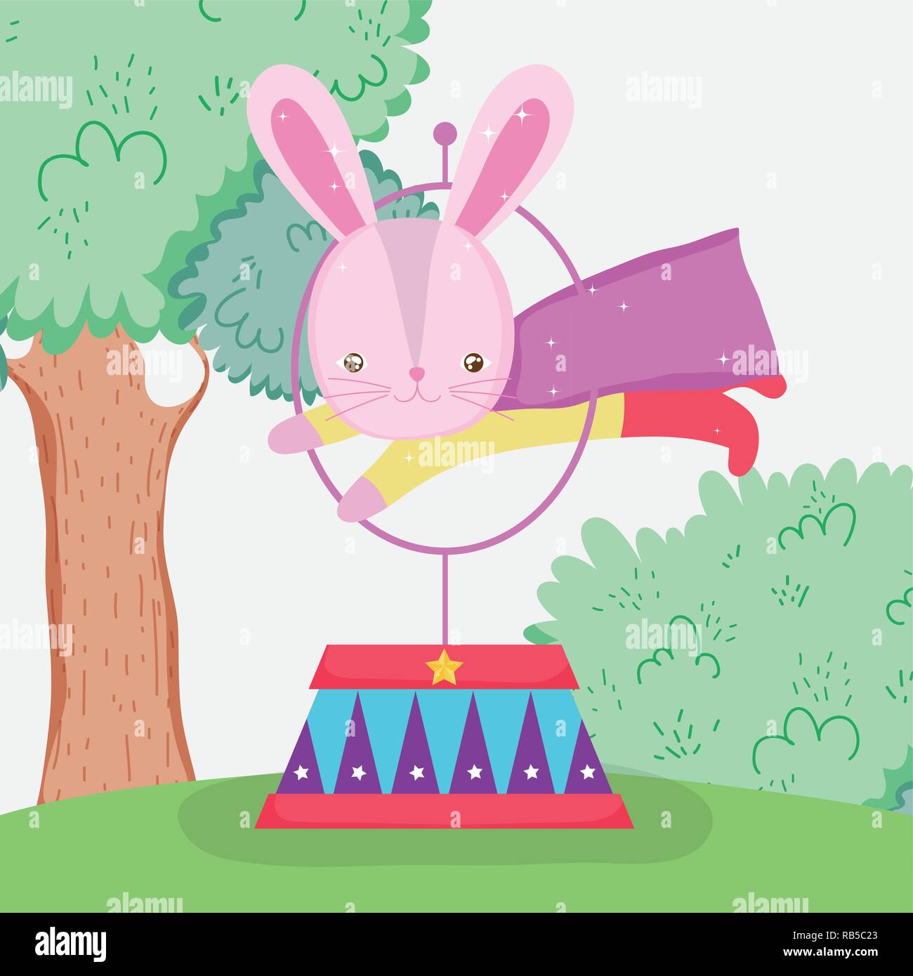 rabbit hero costume jumping hoop Stock Vector Image & Art - Alamy