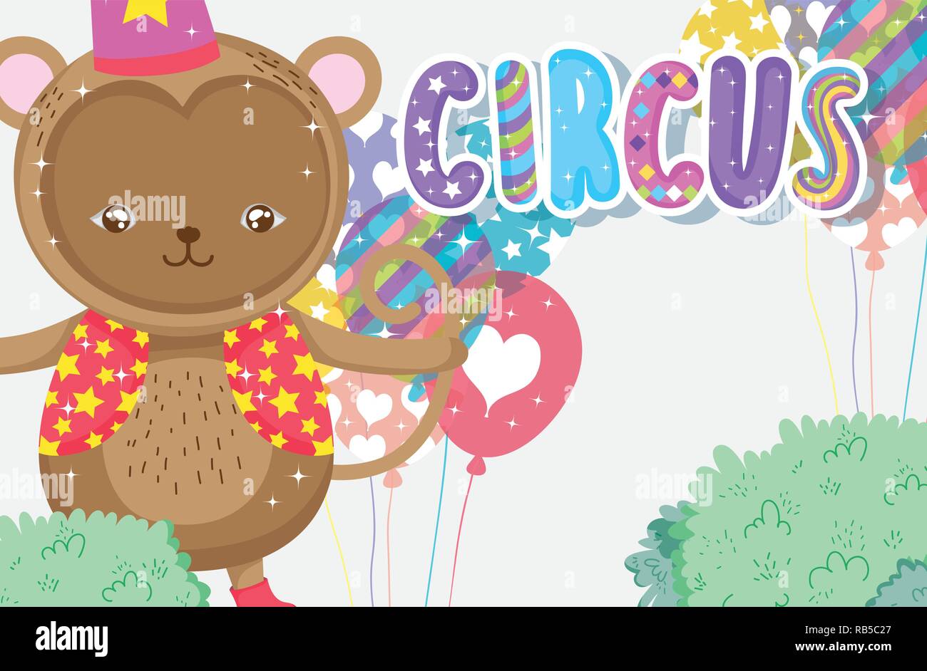 monkey circus costume with balloons entertainment Stock Vector Image ...
