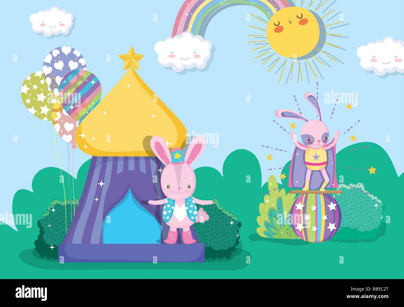 rabbit costume with circus top and ball Stock Vector Image & Art - Alamy