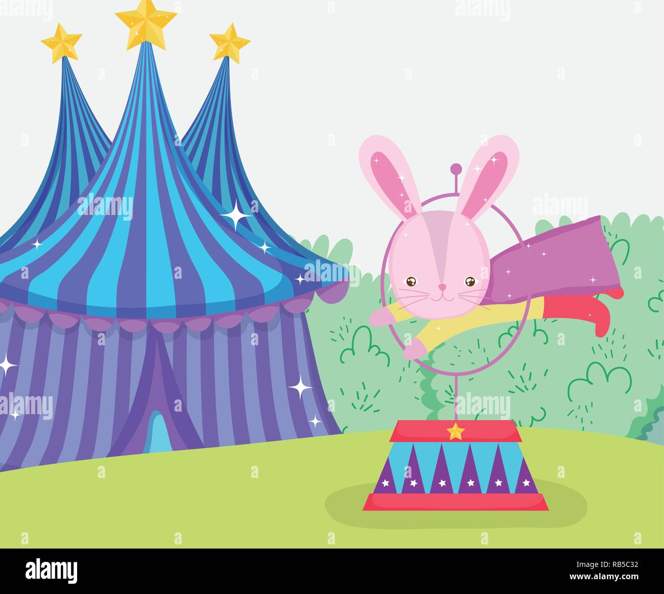 rabbit costume jumping hoop and circus big top Stock Vector Image & Art ...