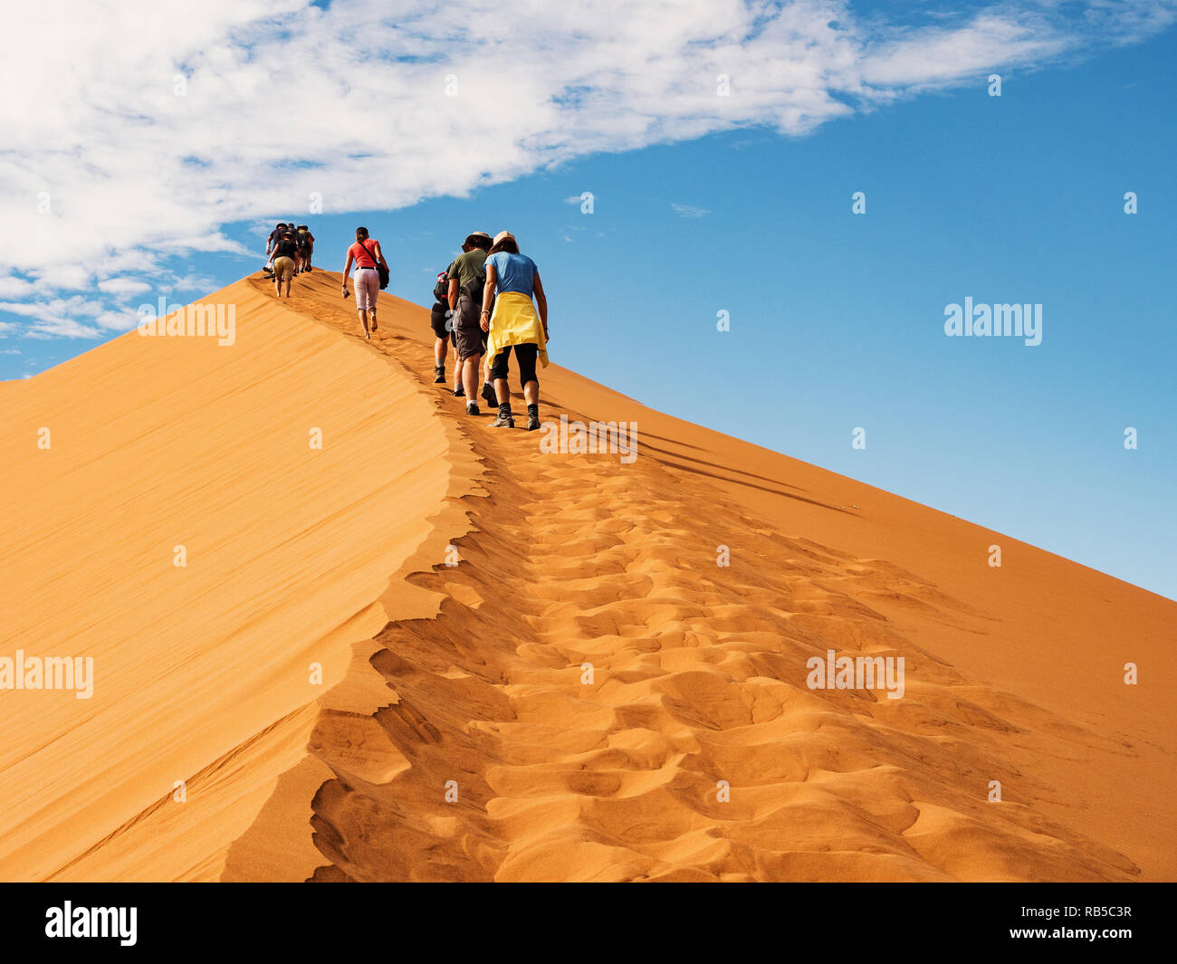 Dune 45 in the salt pan Sossusvlei area of the Namib Desert in Namibia ...