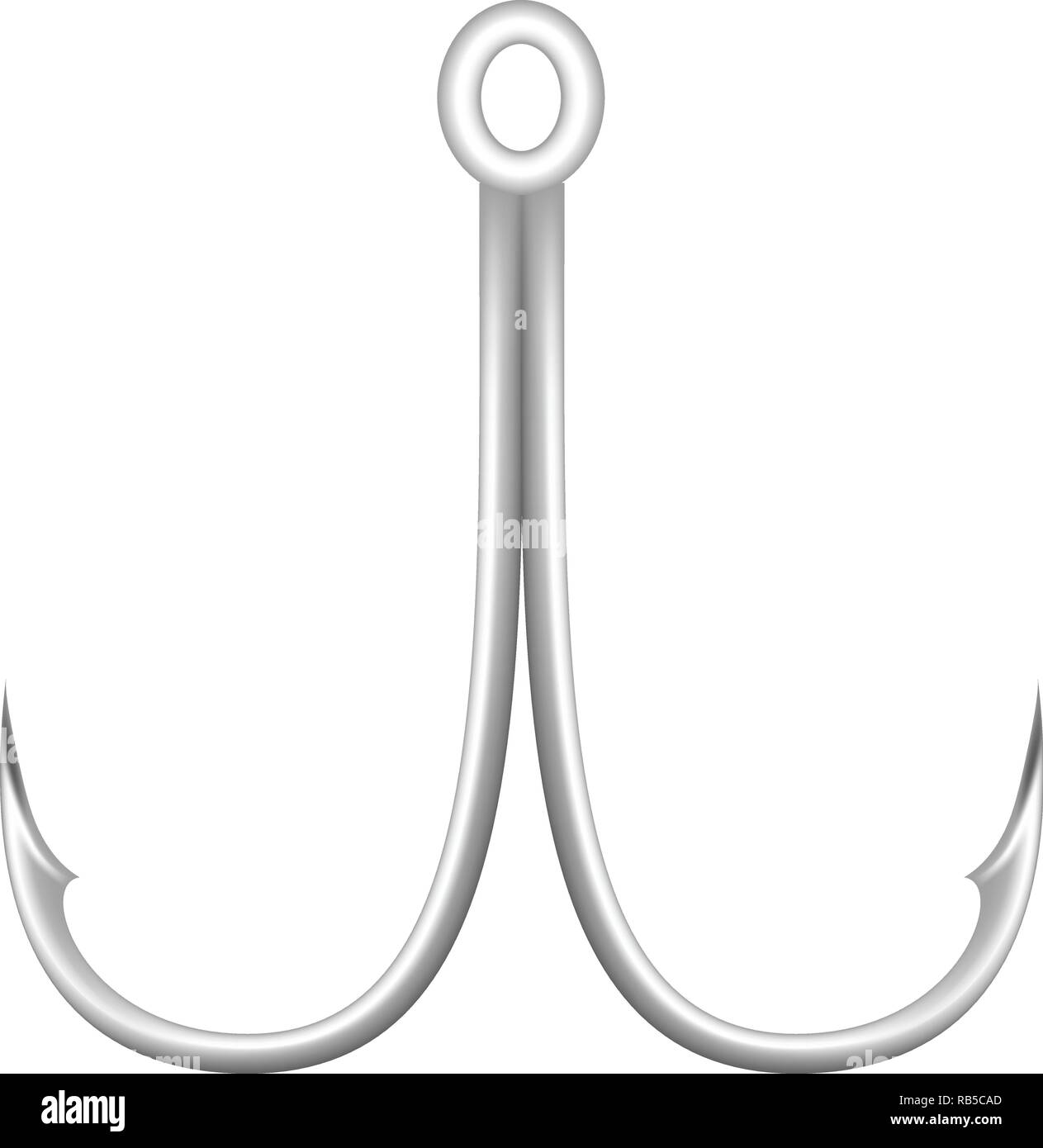 Double fish hook icon. Realistic illustration of double fish hook ...