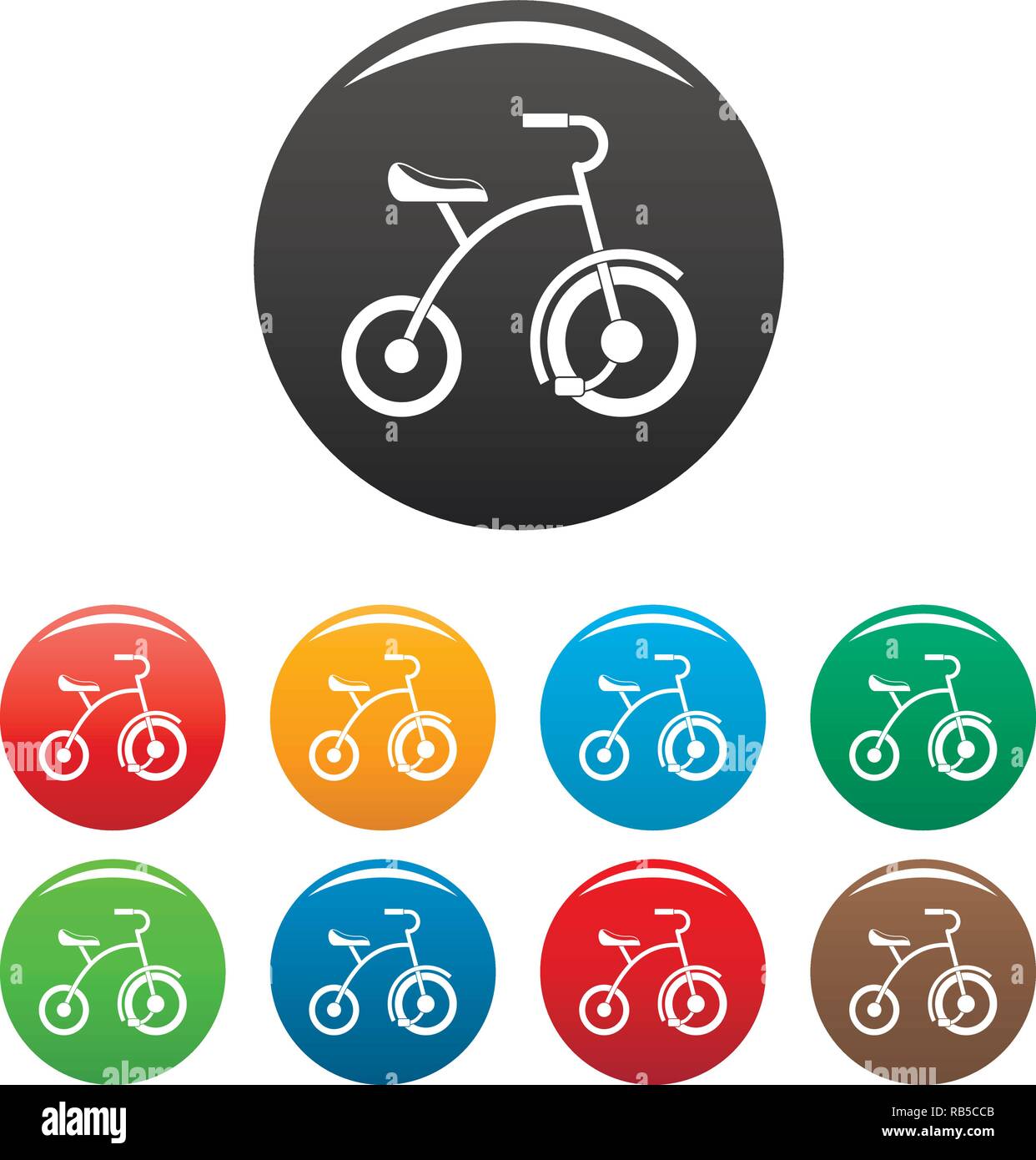 Girl Tricycle Icons Set 9 Color Vector Isolated On White For Any Design