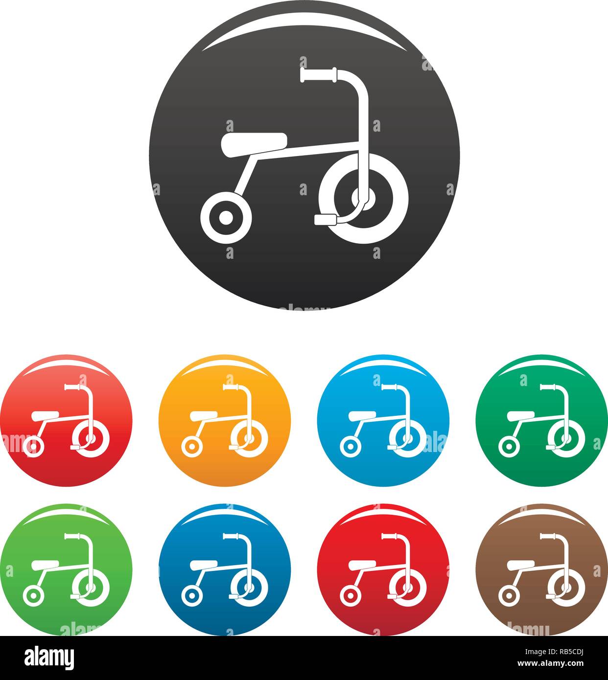 Little tricycle icons set 9 color vector isolated on white for any ...