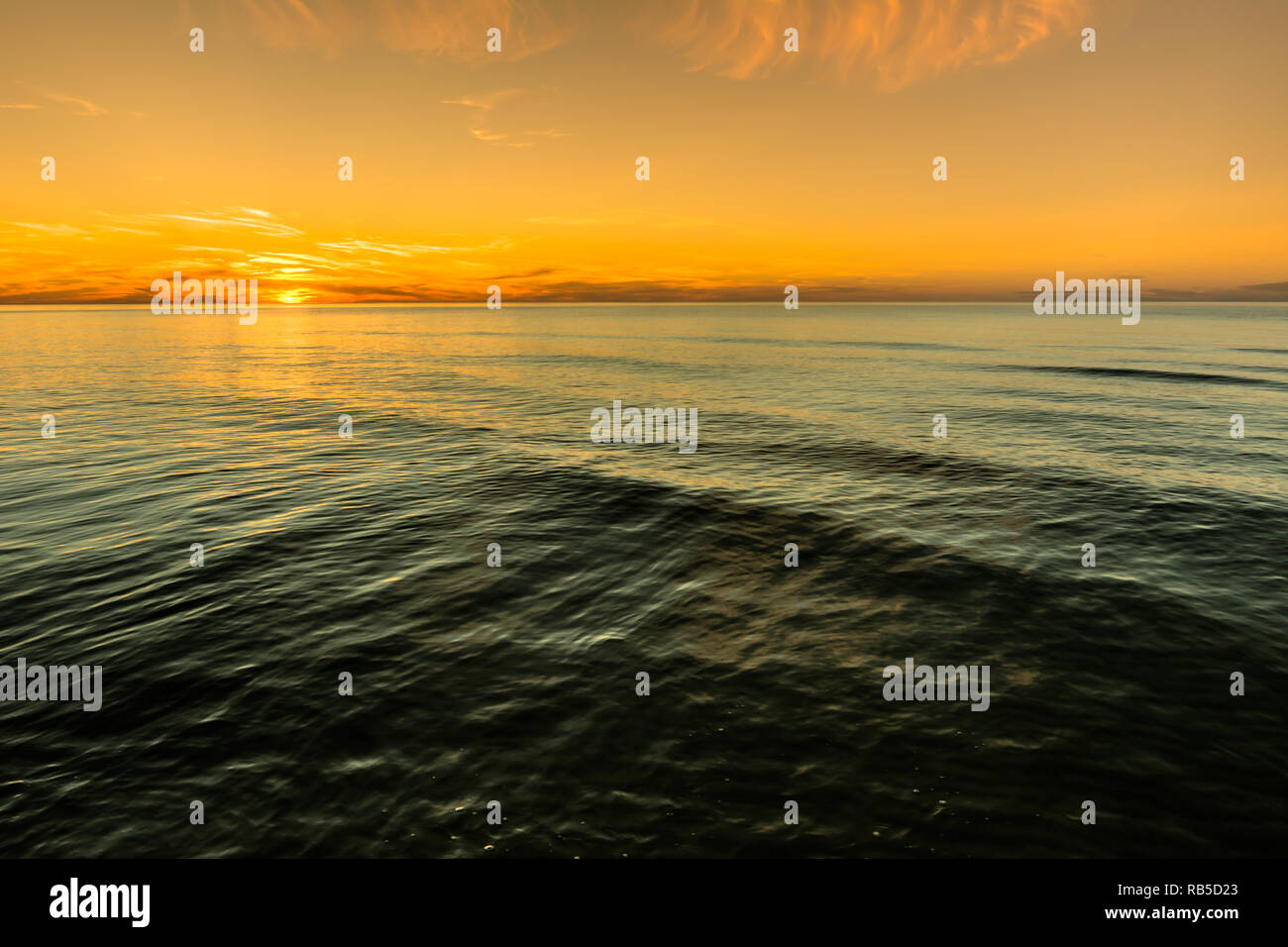 Beautiful sunset over sea, wallpaper, summer, landscape, Poland Stock ...