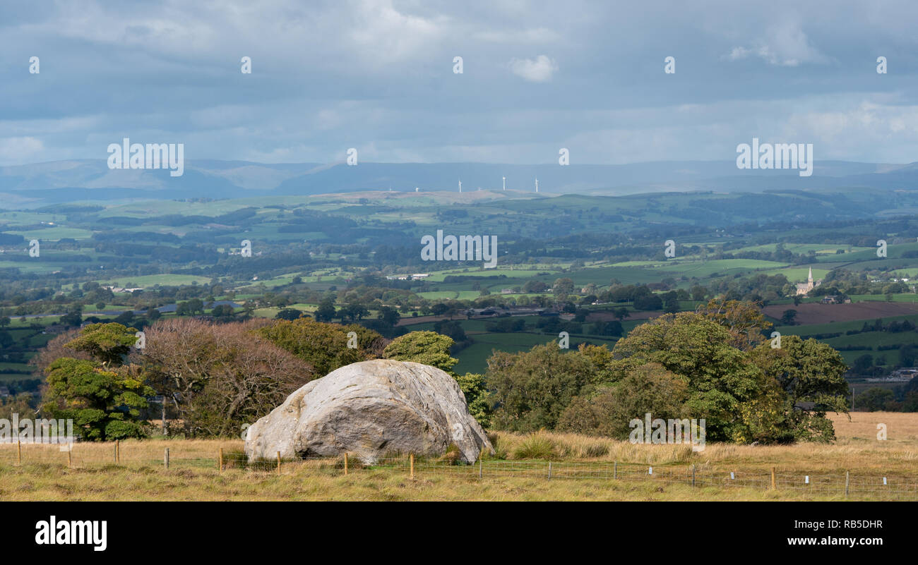 The Great stone of Four Stone above Bentham looking over the Lune ...