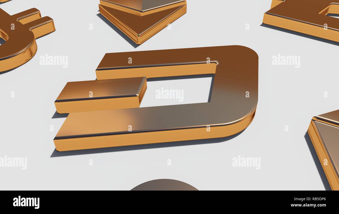 Dash coin gold symbol, rendering Stock Photo - Alamy