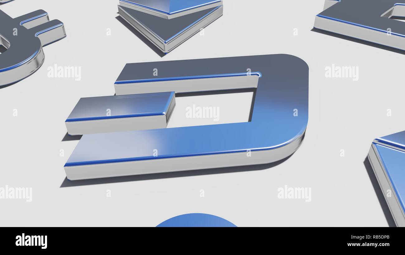 Dash coin silver symbol, rendering Stock Photo - Alamy