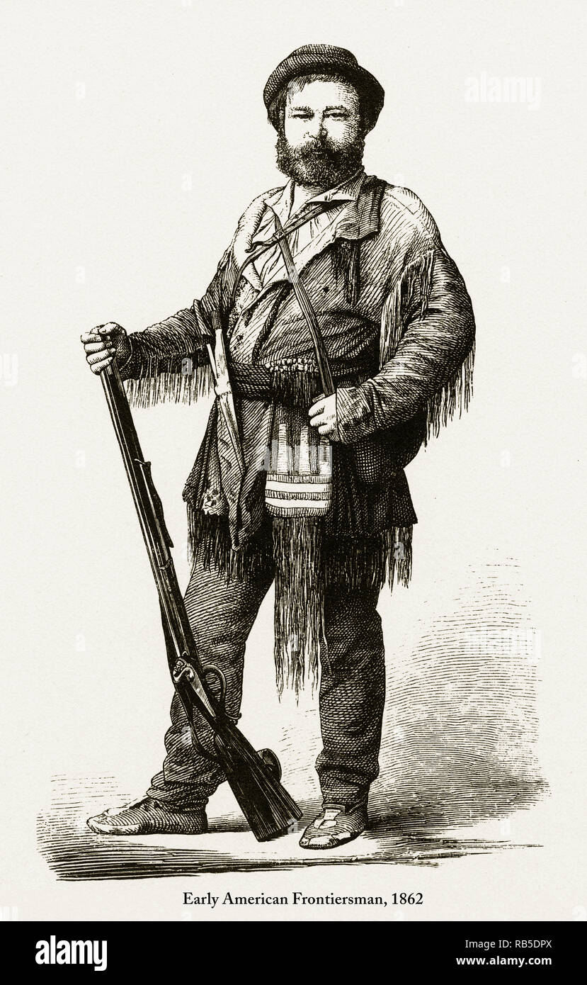 Frontiersman, Early American Victorian Engraving, 1862 Stock Photo - Alamy