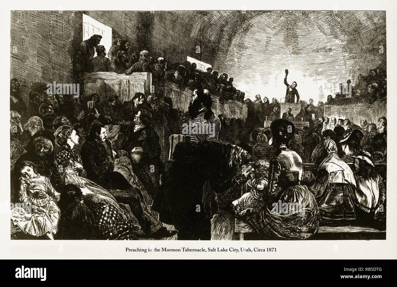 Preaching in the Mormon Tabernacle, Salt Lake City, Utah Engraving ...