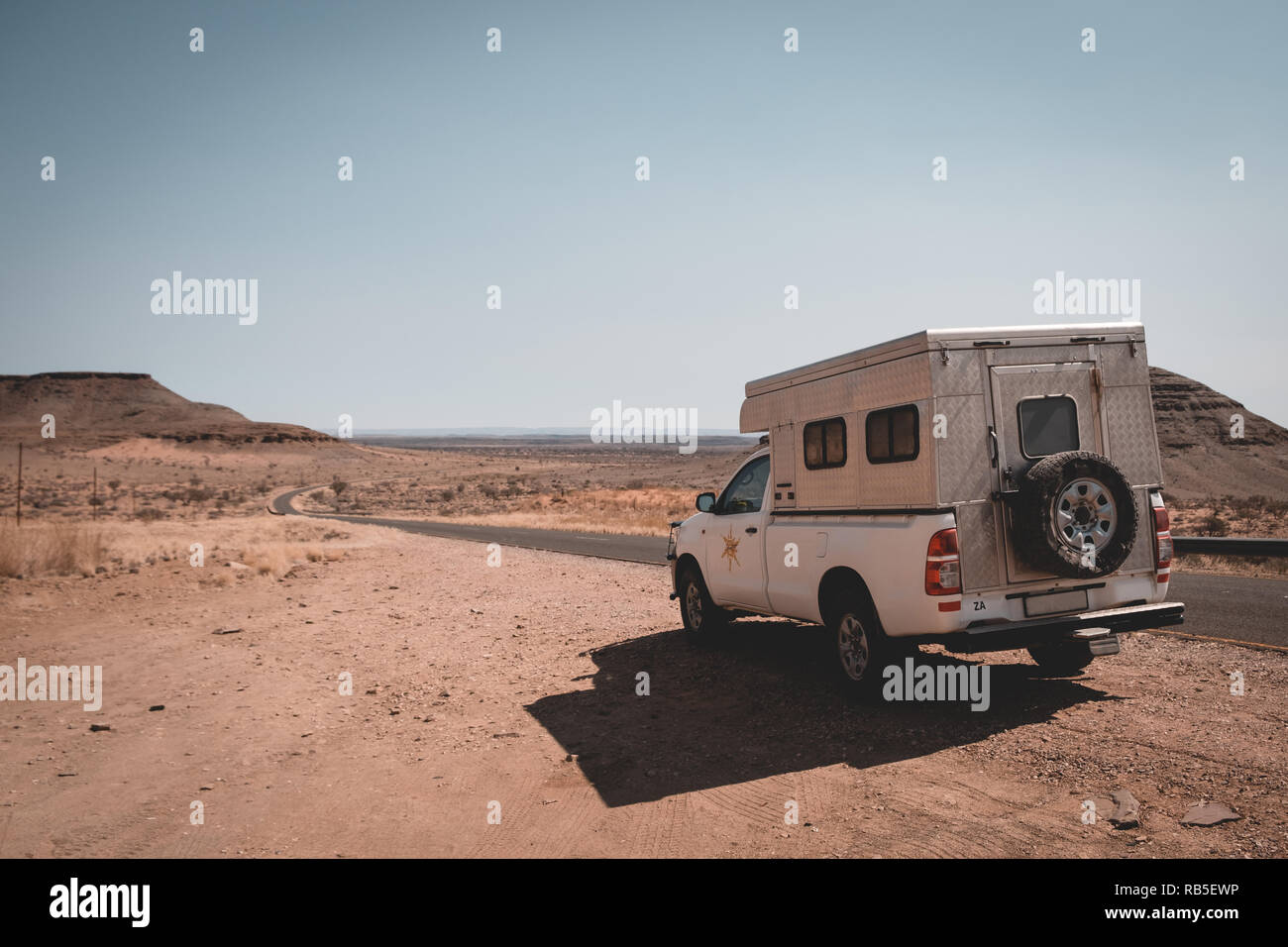 Camper on Roadside in Namibia Stock Photo - Alamy
