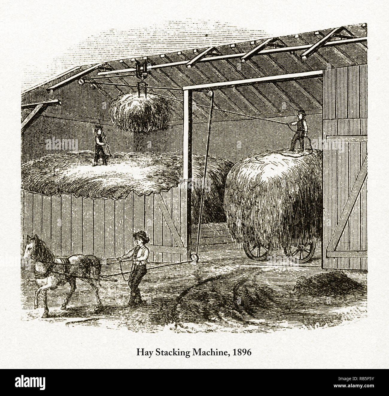 Hay Stacking Machine, Early American Engraving, 1896 Stock Photo - Alamy