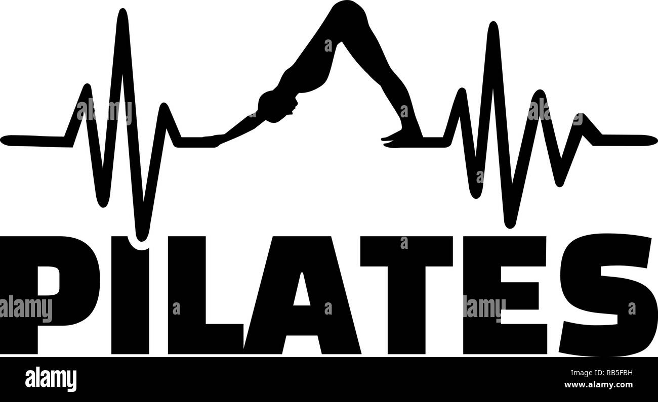 Heartbeat pulse line pilates with silhouette Stock Vector Image & Art ...