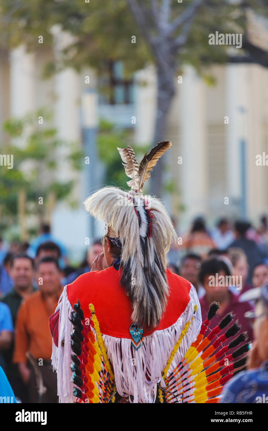 Native American dancers show their traditional dances on the central ...