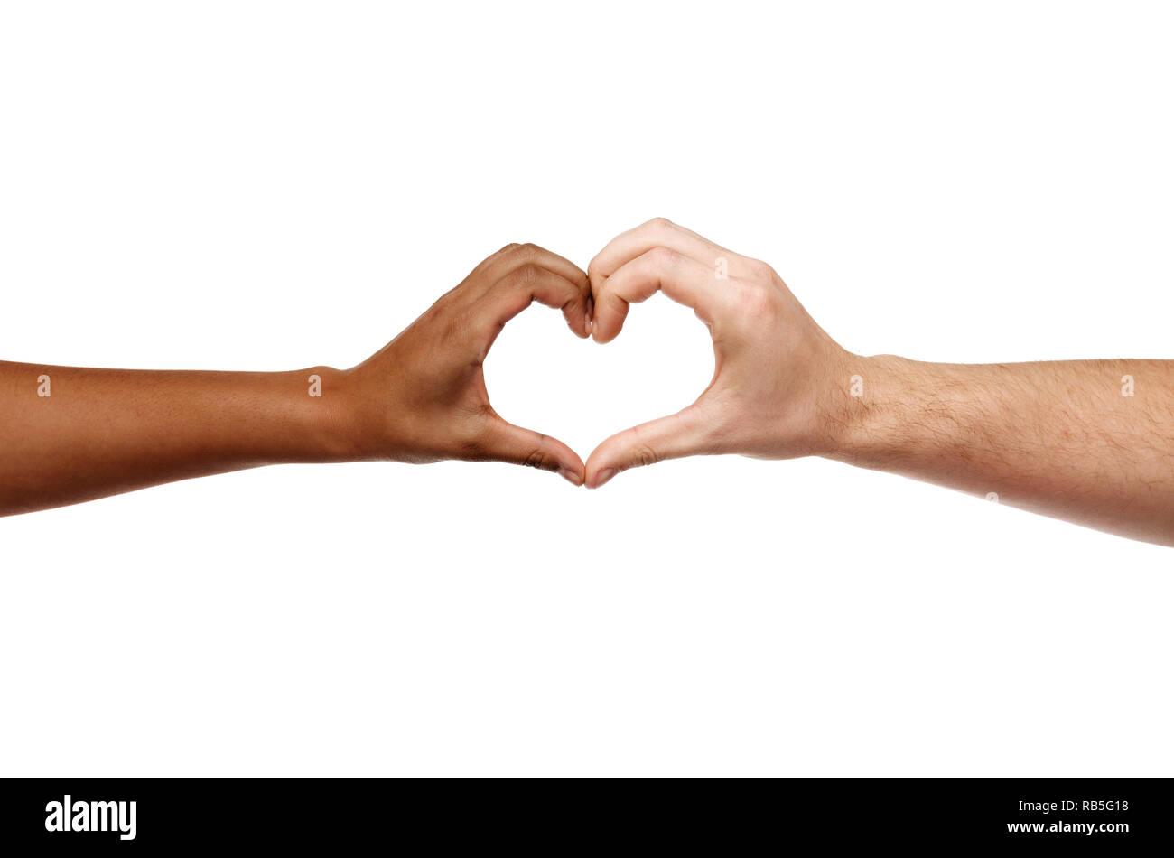 hands of different skin color making heart shape Stock Photo - Alamy