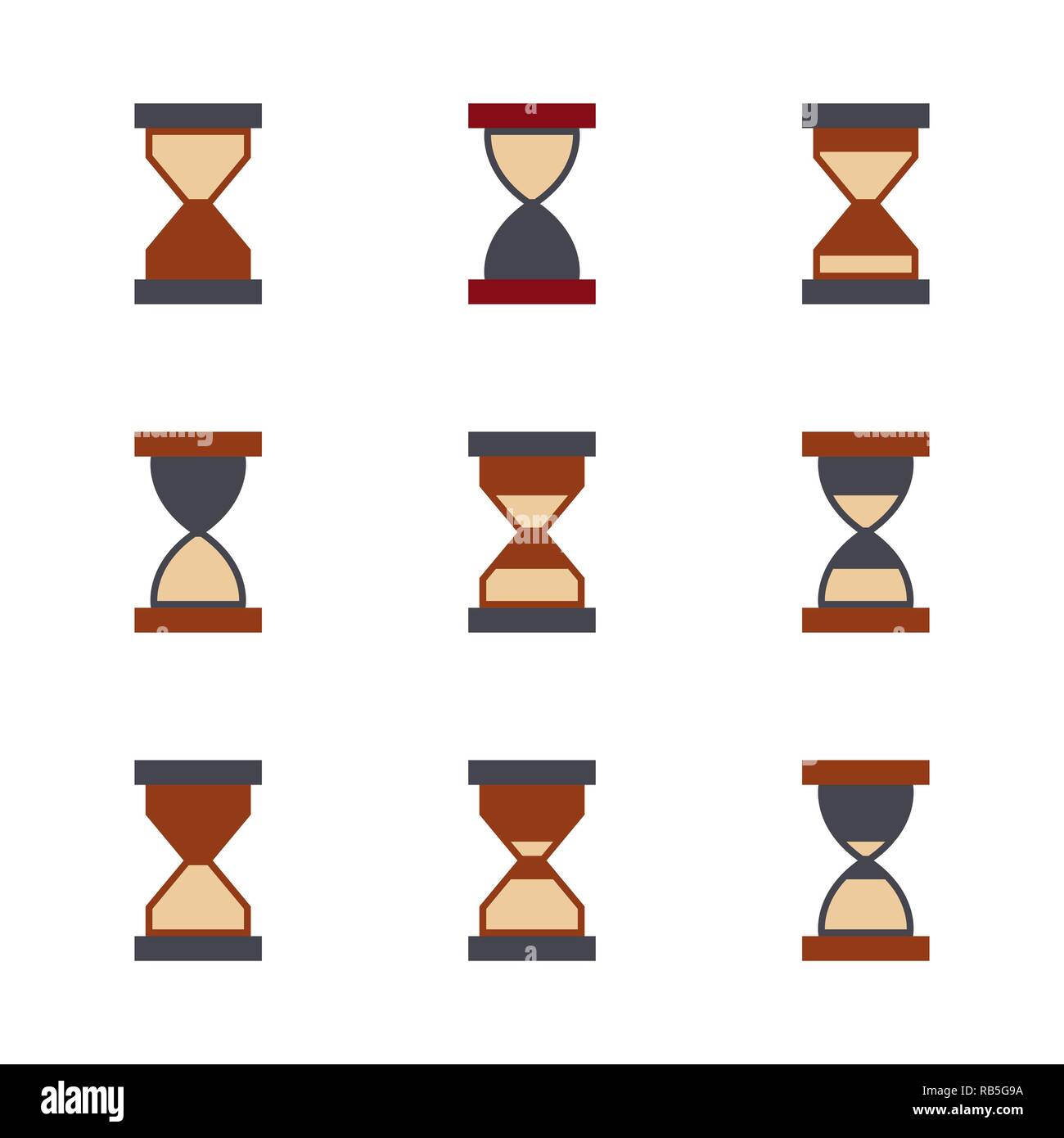 Hourglass icon set isolated on white background. Flat style, vector ...