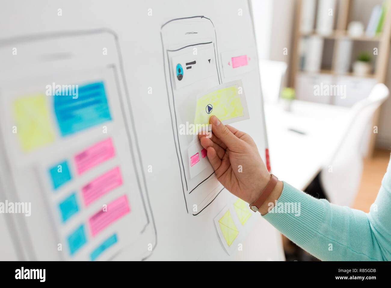 hand of developer working on ui design at office Stock Photo - Alamy