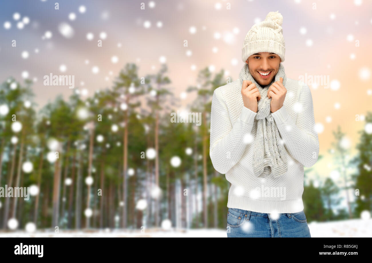 Smiling man wear scarf hi-res stock photography and images - Alamy
