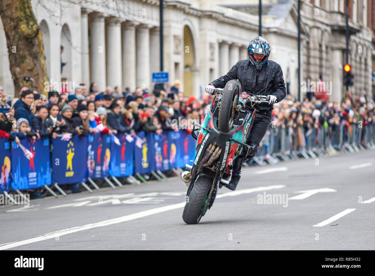 Moto Stunts International motorbike display team at London New Year's ...