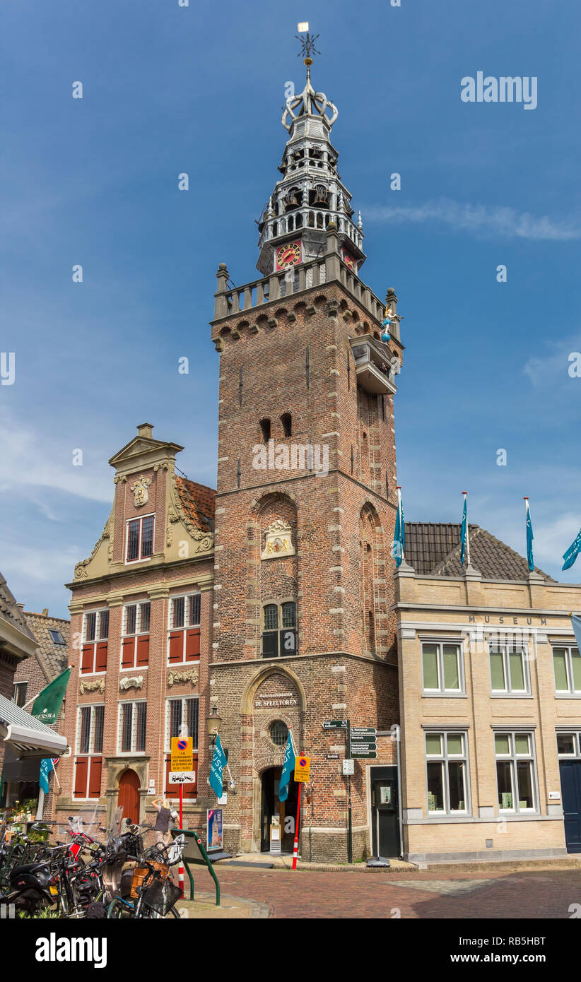 Tower of the historic Speeltoren building in Monnickendam, Netherlands ...