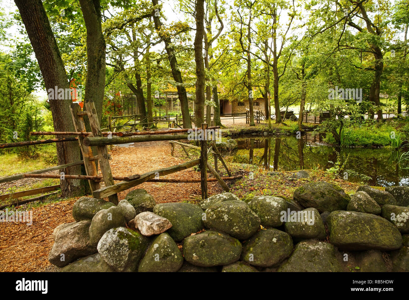 Rural scene at Skansen, the first open-air museum and zoo, located on ...