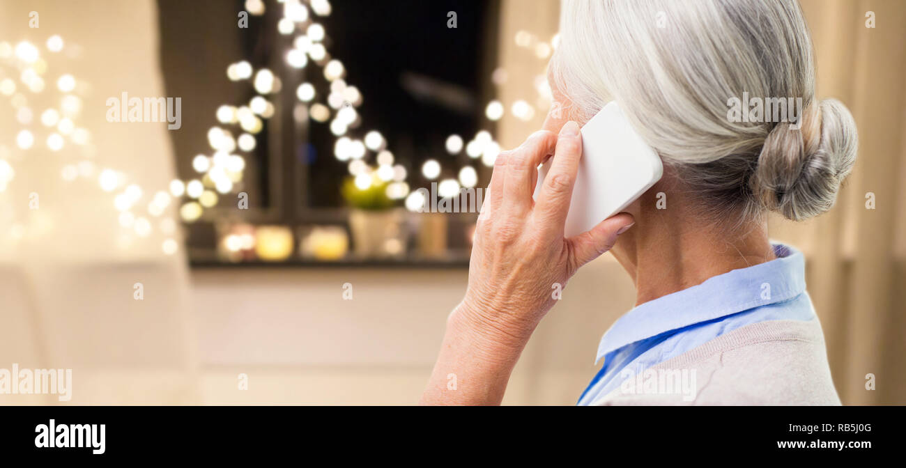 close up of senior woman calling on smartphone Stock Photo - Alamy