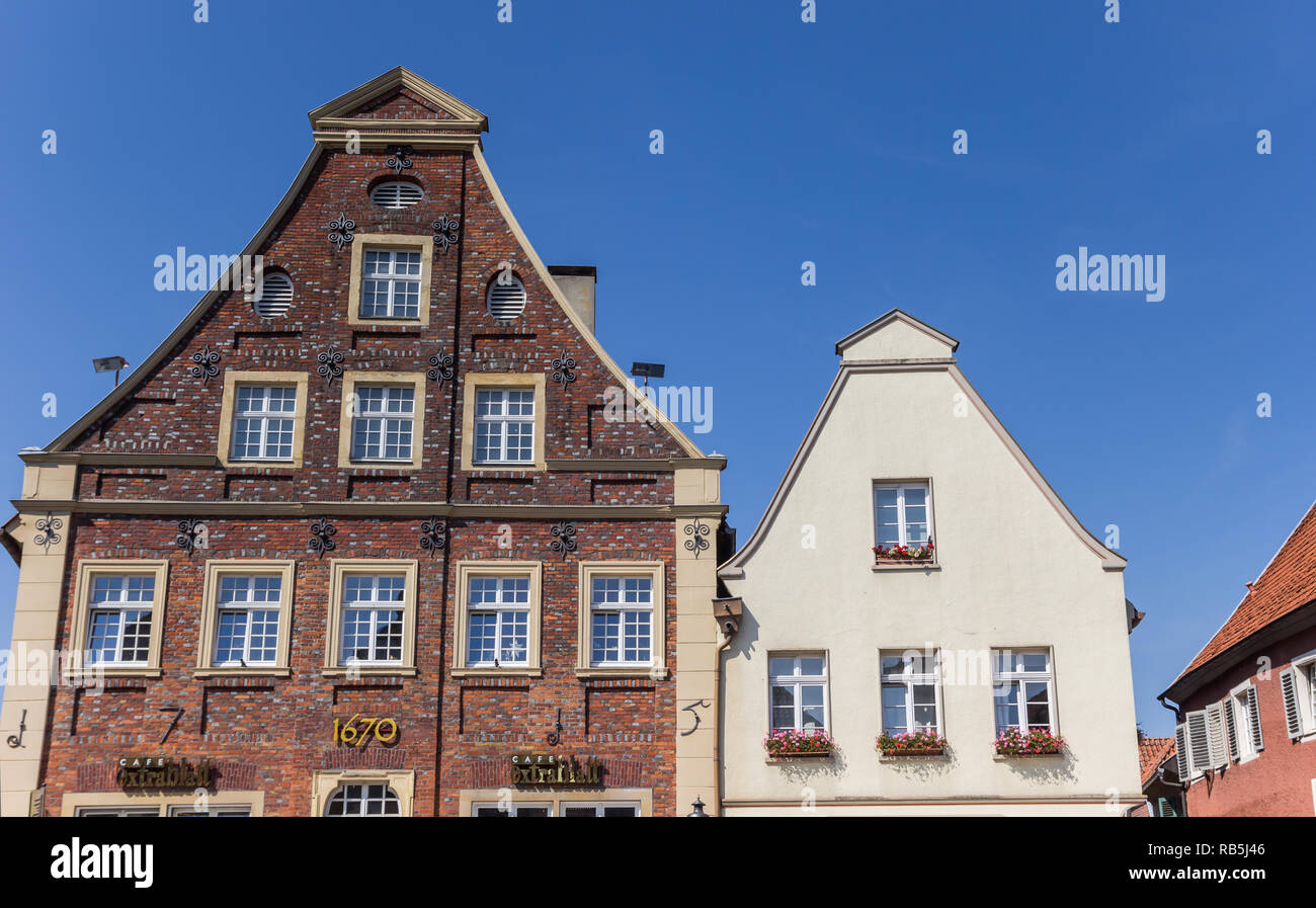 Historic facades at the market square of Warendorf, Germany Stock Photo ...