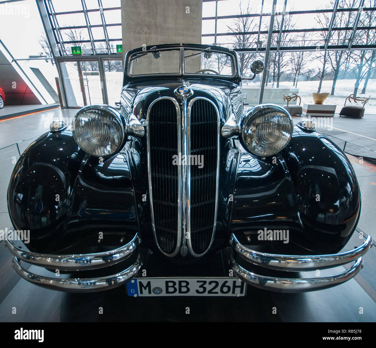 Oldtimer German car frontal view chrome design Stock Photo - Alamy