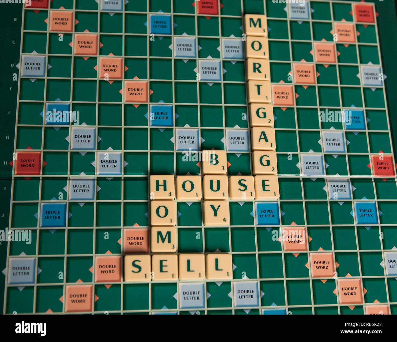 Mortage, buy & sell scrabble Stock Photo - Alamy