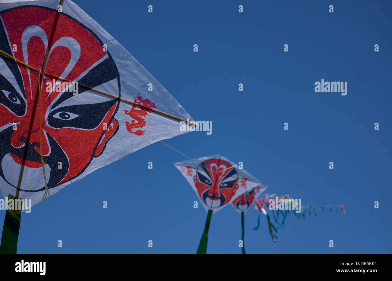 The Chinese tradition Peking opera styles of makeup kite in sky. All of ...