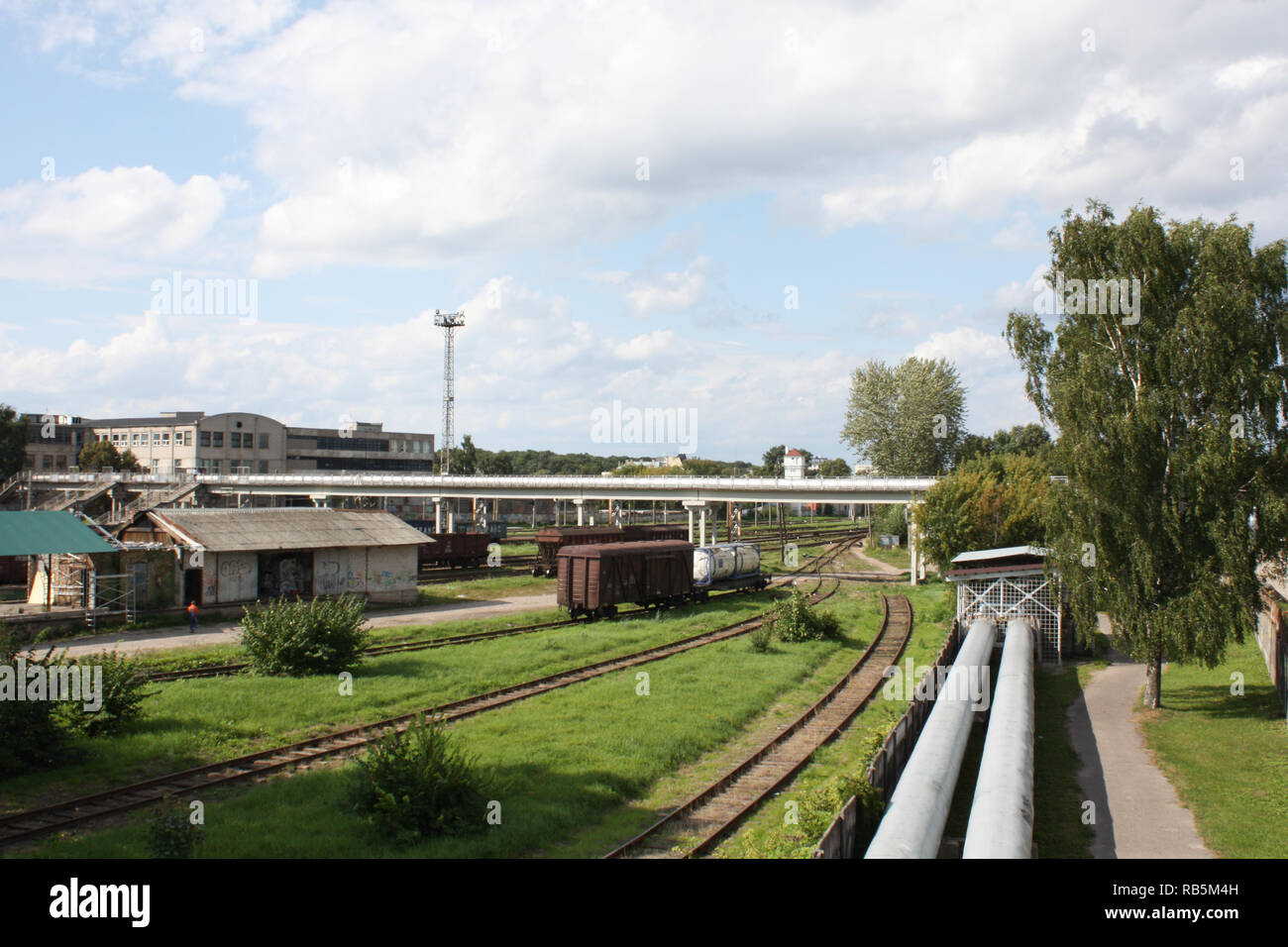 Railway track view from small bridge Stock Photo - Alamy