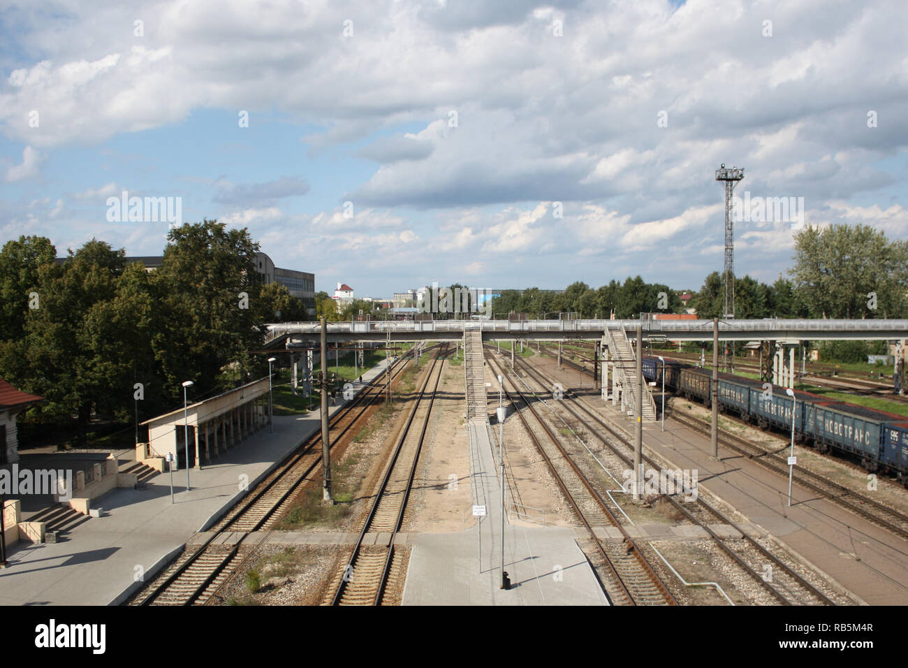 Railway track view from small bridge Stock Photo - Alamy