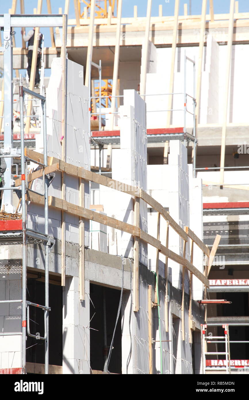 Scaffolding, construction site, shell, house, Bremen, Germany, europe ...