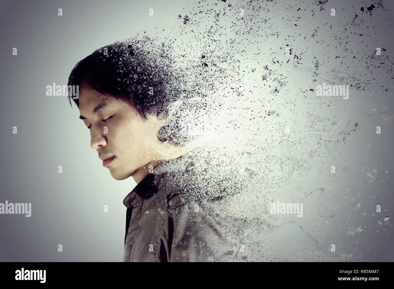A man with Dust Explosion process technic Stock Photo - Alamy