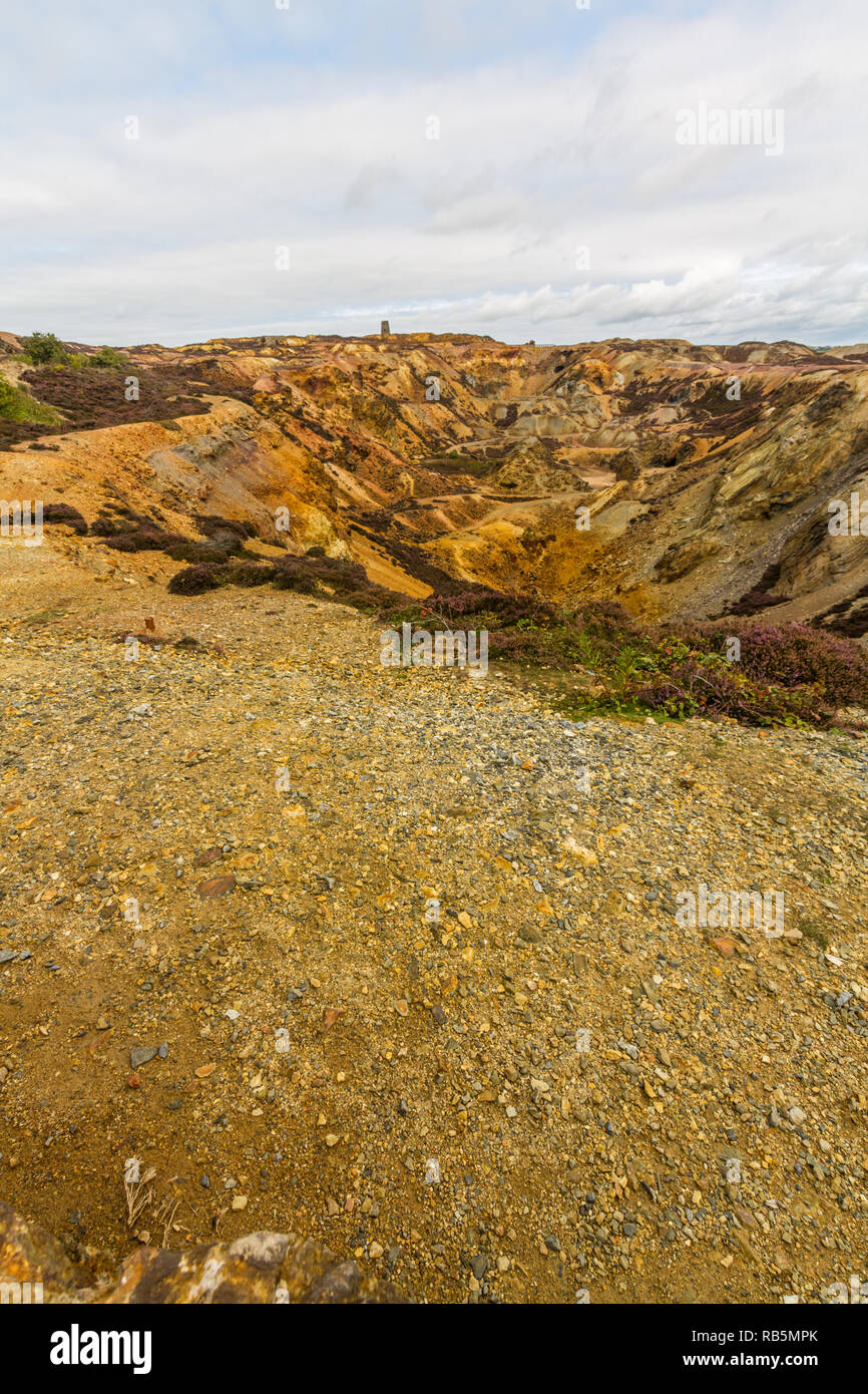 Different coloured rocks in ex copper mine area. Parys Mountain, Amlwch ...