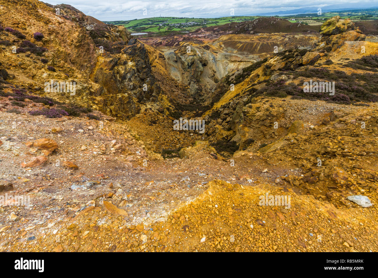 Different coloured rocks in ex copper mine area. Parys Mountain, Amlwch ...