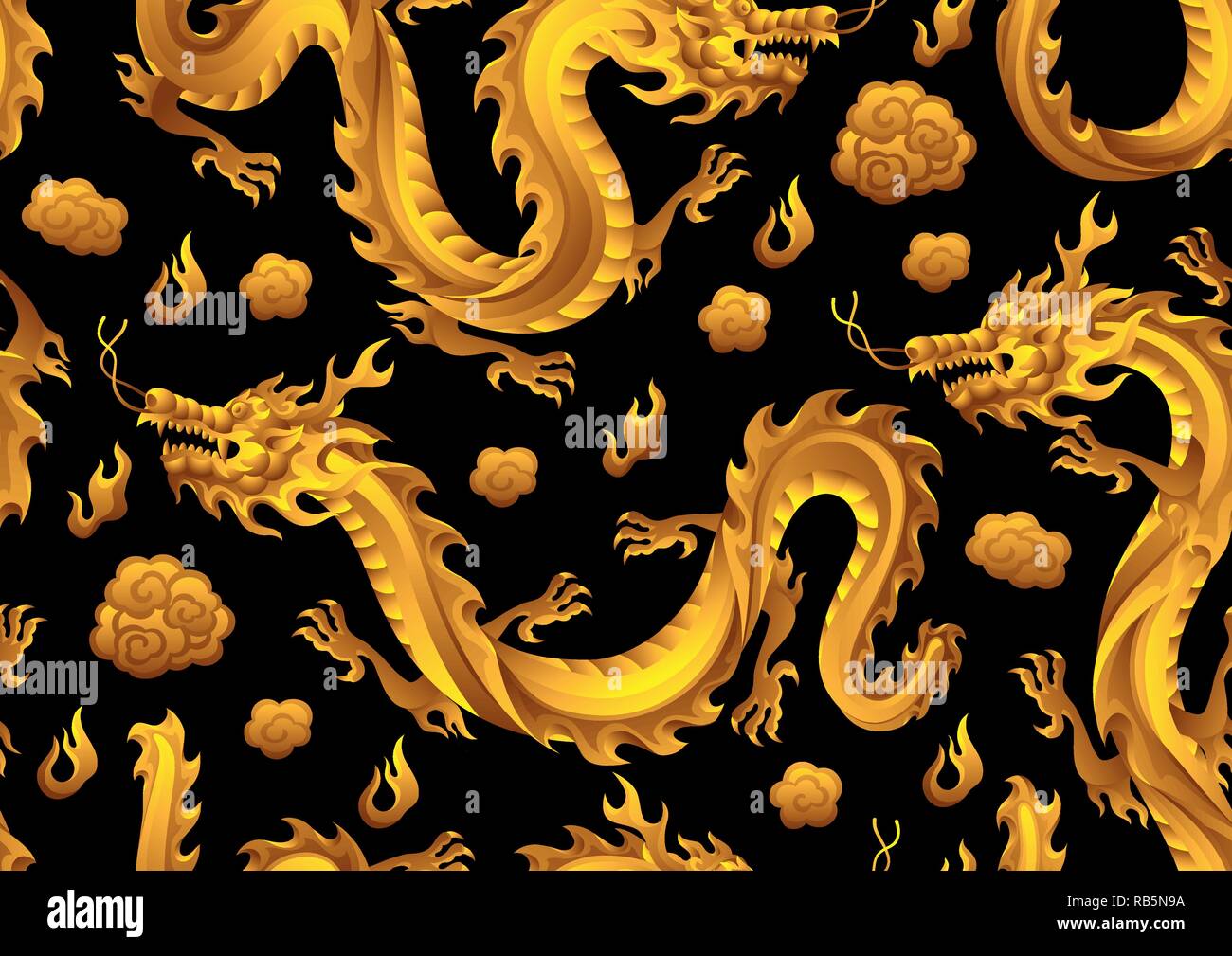 Seamless pattern with Chinese dragons Stock Vector Image & Art - Alamy