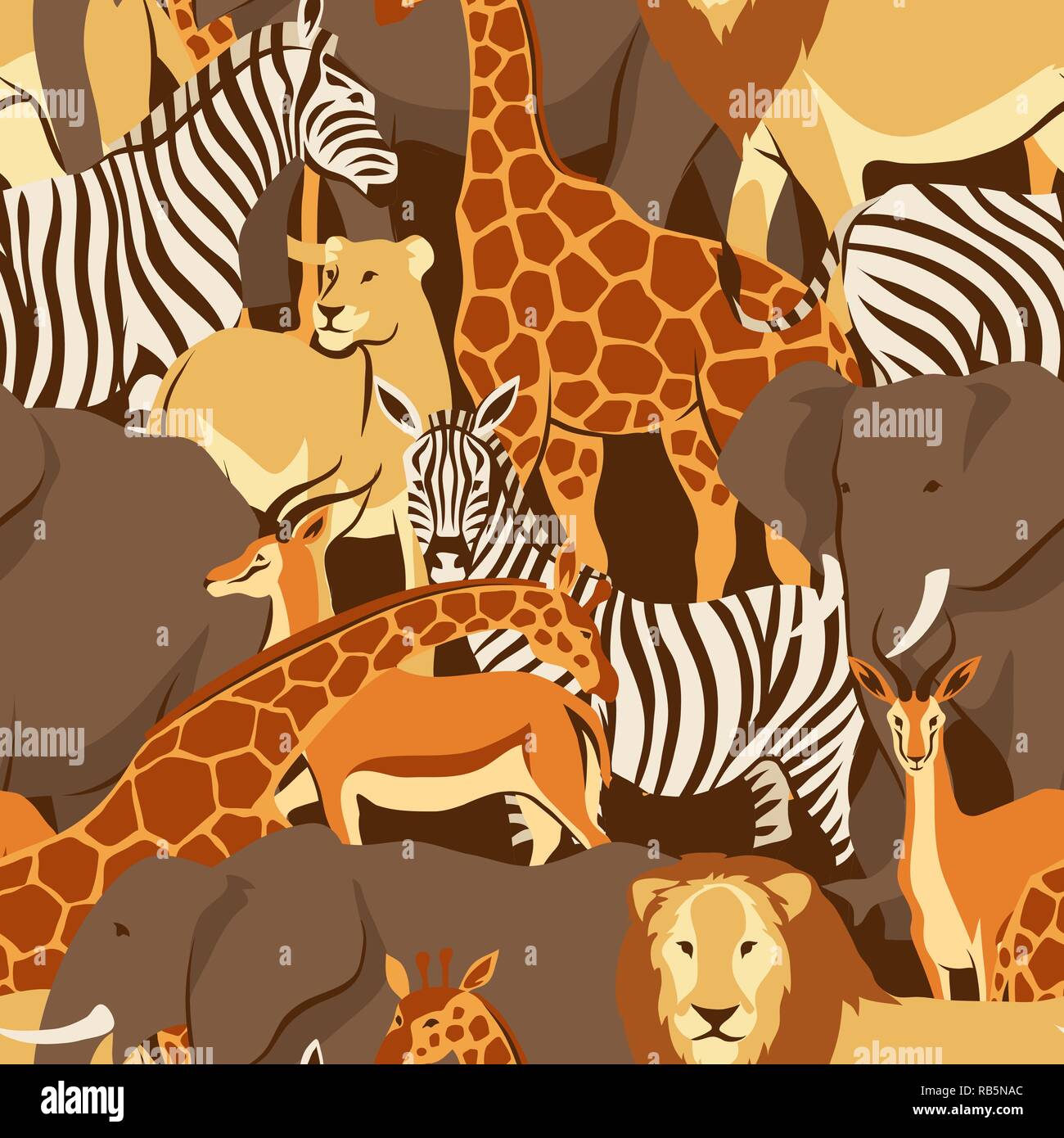 Seamless pattern with African savanna animals Stock Vector Image & Art ...